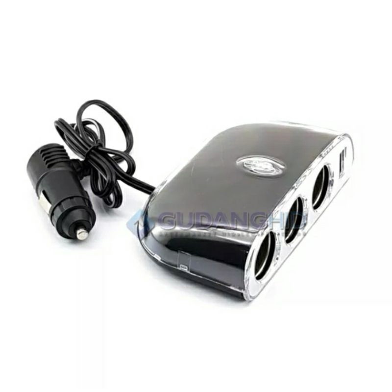Jual Colokan lighter 3 lubang charger mobil 1 USB 12/24 extension ...