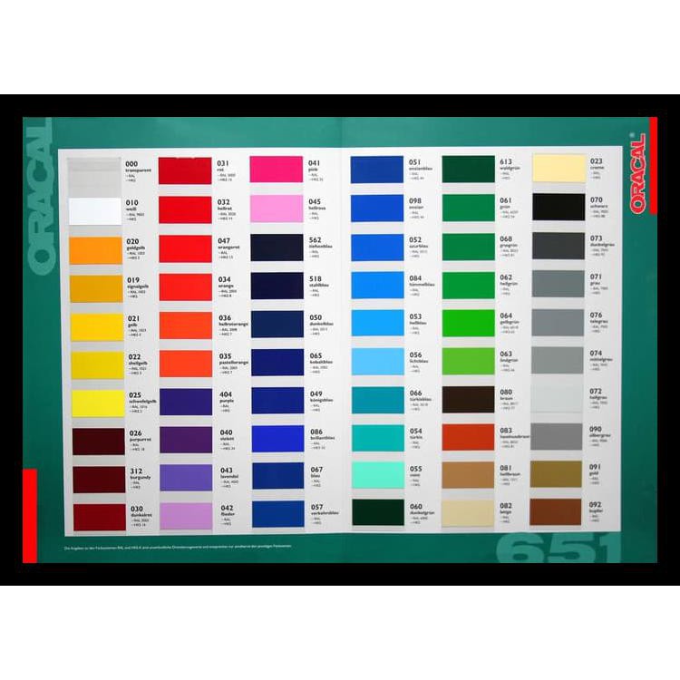 Jual Stiker / Sticker Oracal 651 Series Glossy / Matte (100Cm X 126Cm ...