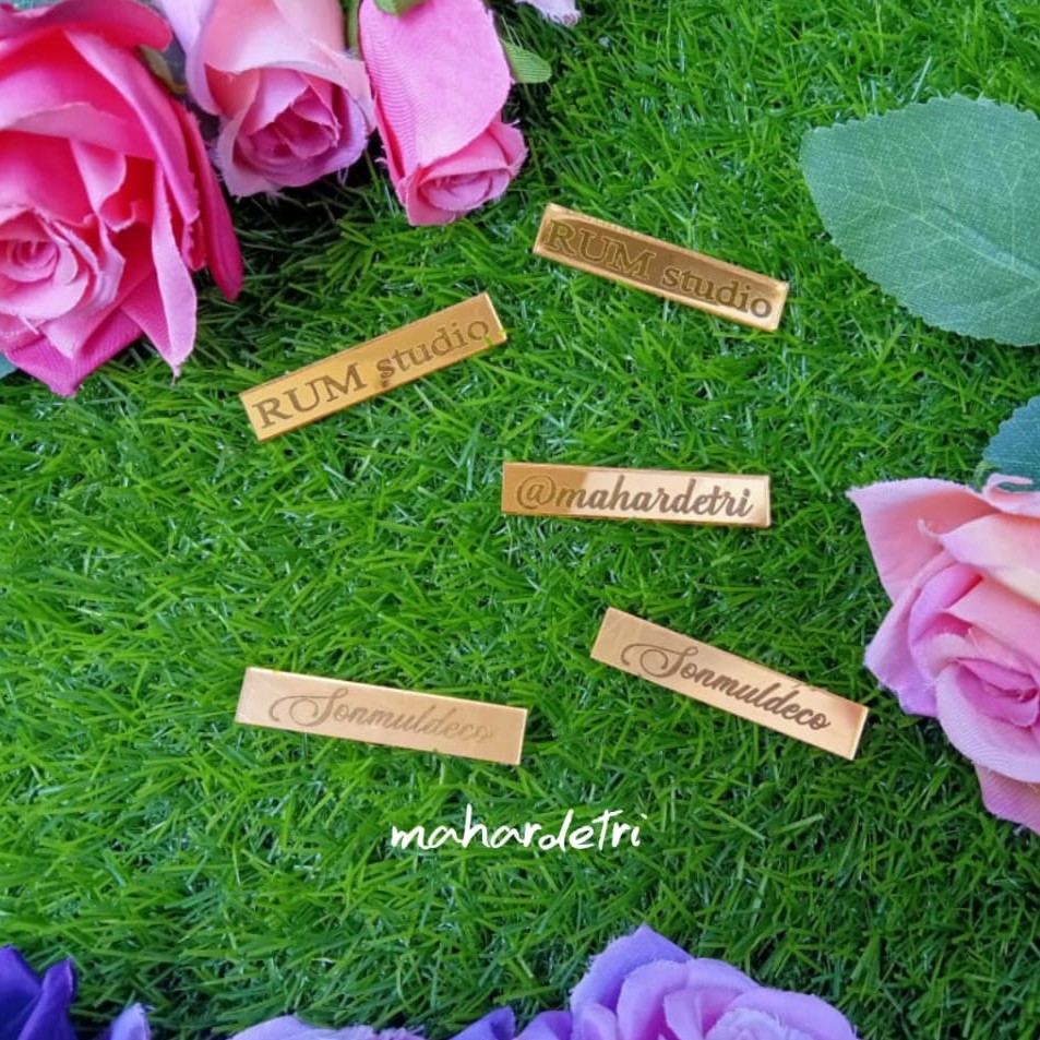 Jual Label Akrilik Gold Grafir uk 1 x 5 cm (dapet 10 pcs) --PO-- Laser ...