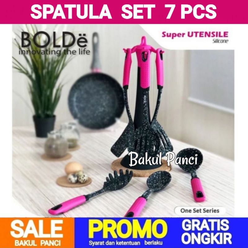 Jual BOLDe SPATULA SET 7 pcs - BOLDe SUPER UTENSIL SILICONE BLACK PINK ...