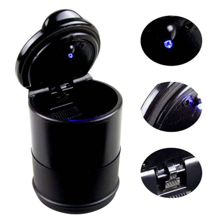 Jual ASBAK MOBIL LED/ ASBAK PORTABLE HITAM POLOS | Shopee Indonesia