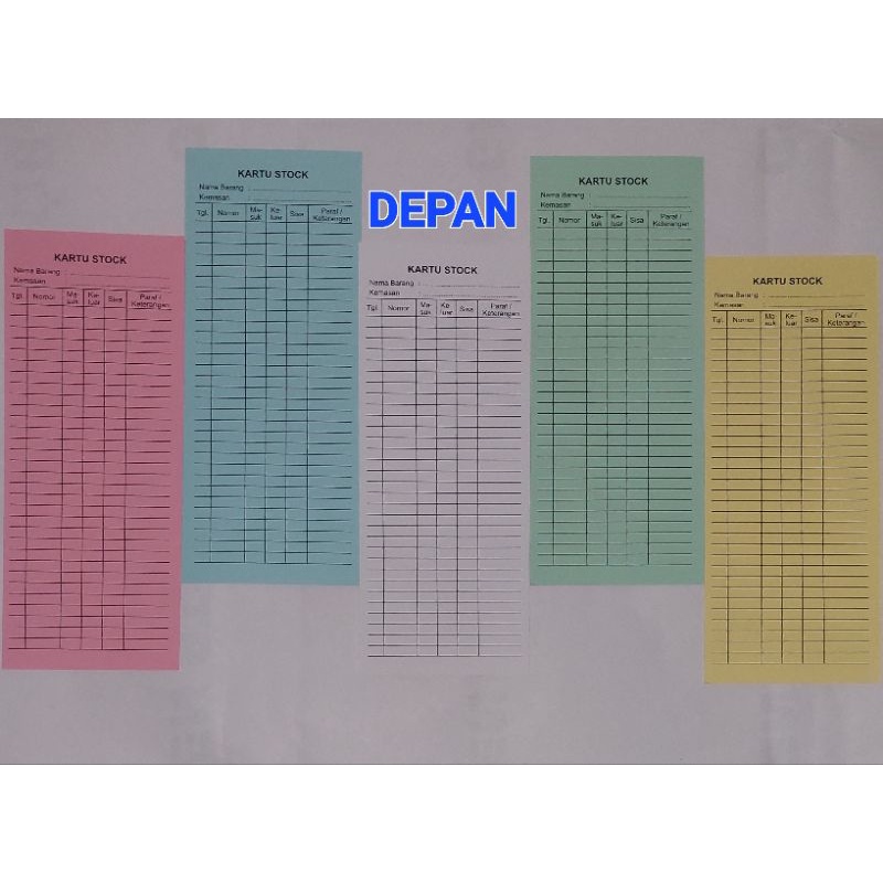 Jual Kartu Stok obat /barang 1 paket Berisi 100 Lembar Dengan Warna 5 ...