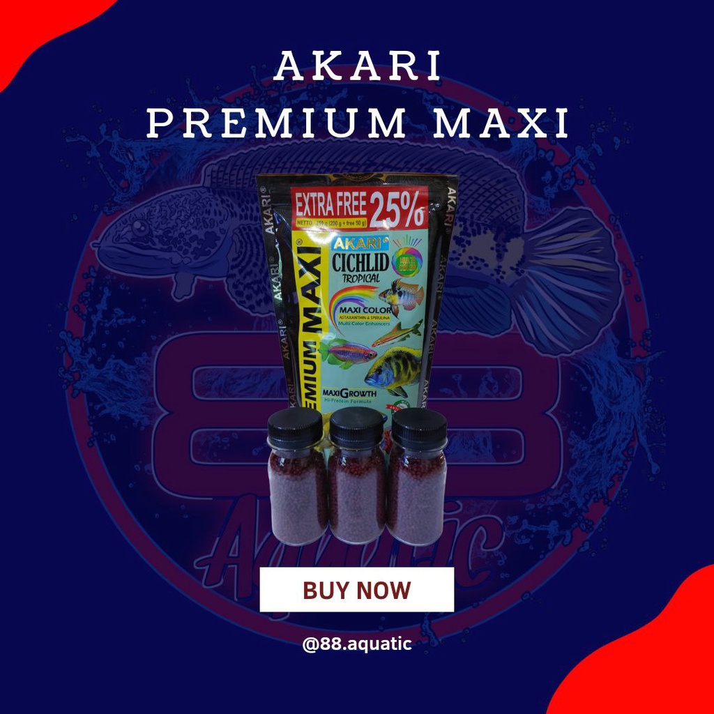 Jual Akari Premium Maxi 20gr Repack Pelet Pakan Ikan Channa Cichlid Murah | Shopee Indonesia