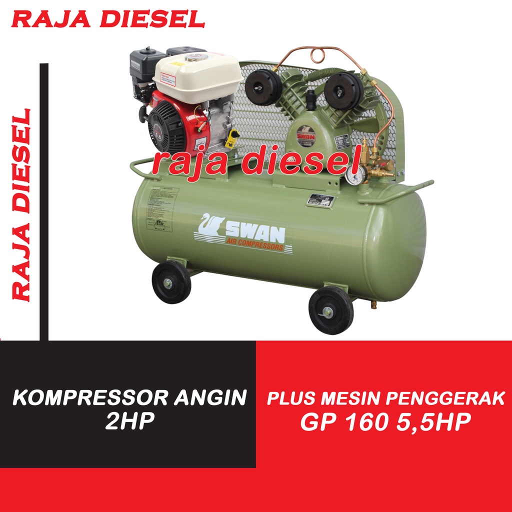 Jual Kompresor Swan 2 HP + Penggerak GP/GX160 Bensin 5,5 HP Air ...