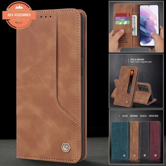 Jual REDMI 14C | 13C | 12C | 10 | (5G) | 10C | 10A | 9 | 9T FLIP COVER MAGNETIC POLA LEATHER ...