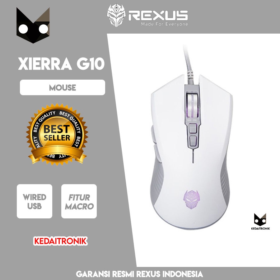 Jual Rexus Mouse G10 Gaming Xierra Wired USB Macro Software Huano Click ...