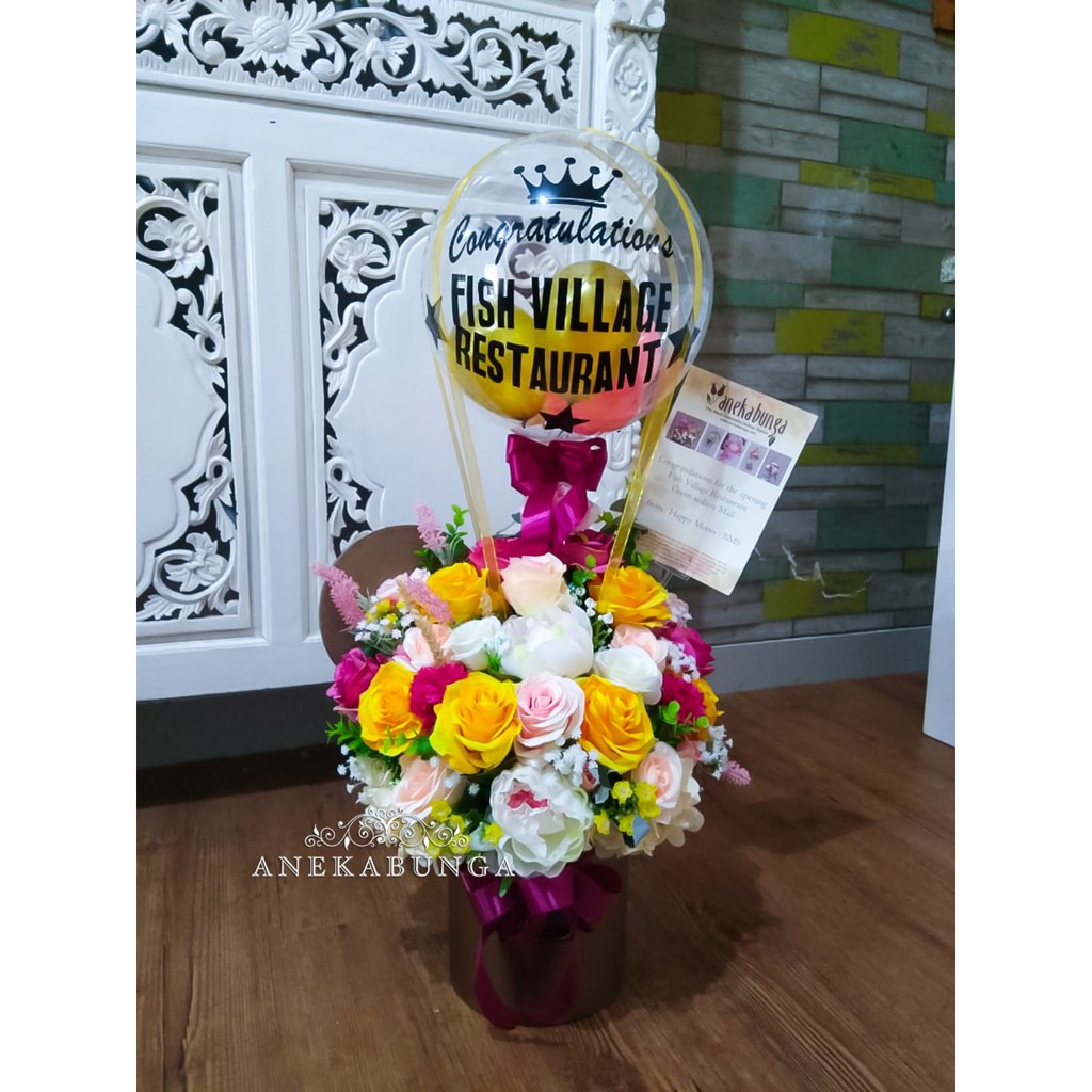 Jual Balon Ucapan Bunga Plastik Artificial Flower Balloon Pembukaan ...