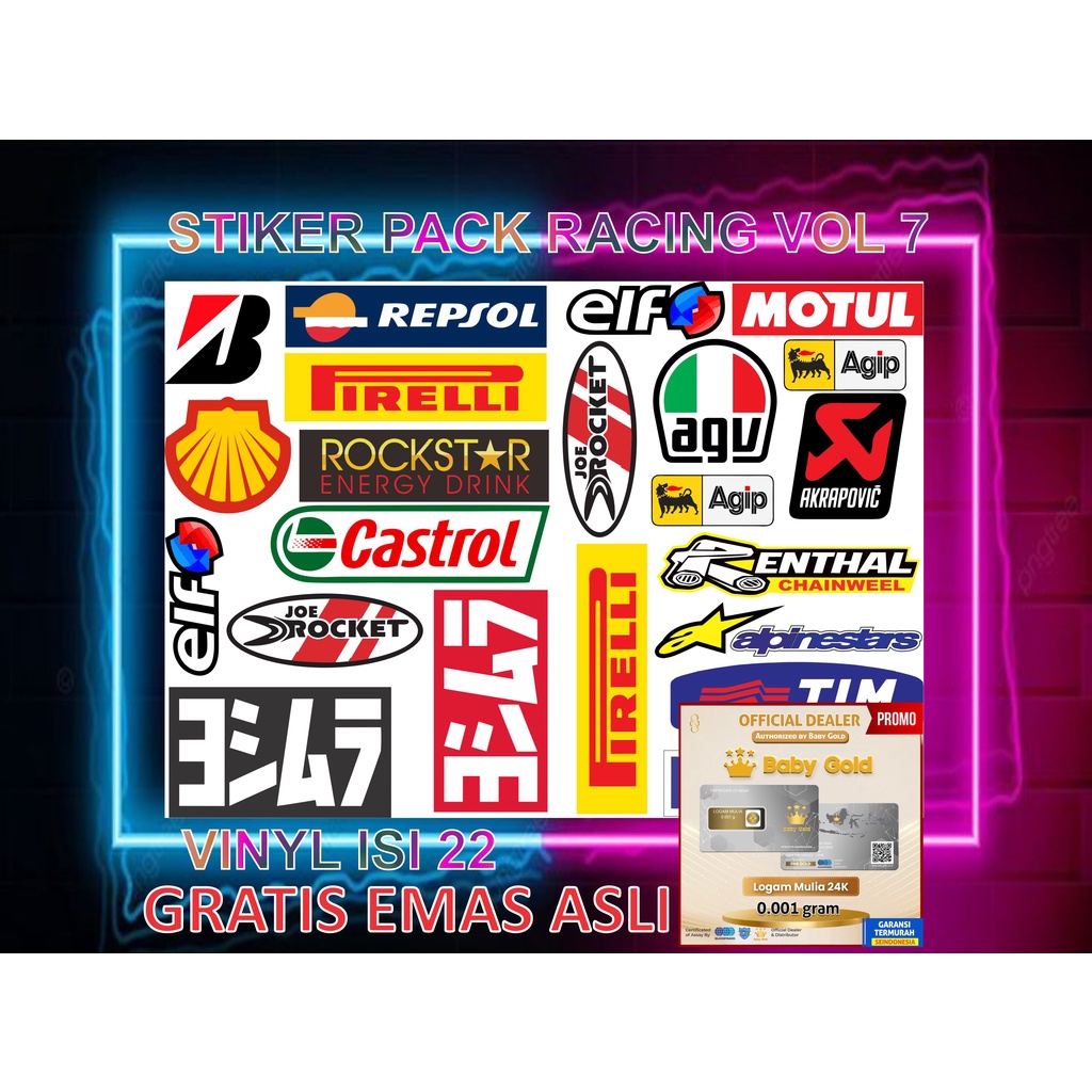 Jual STIKER PACK RACING VINYL VOL 7/ STIKER OUTDOR / STIKER MOTOR ...