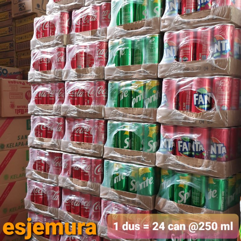 Jual Coca Cola Sprite Fanta A&W kaleng can 250 ml per dus isi 24 kaleng ...