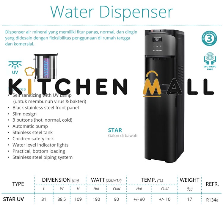Jual GEA STAR WATER DISPENSER - DISPENSER AIR GALON BAWAH | Shopee ...
