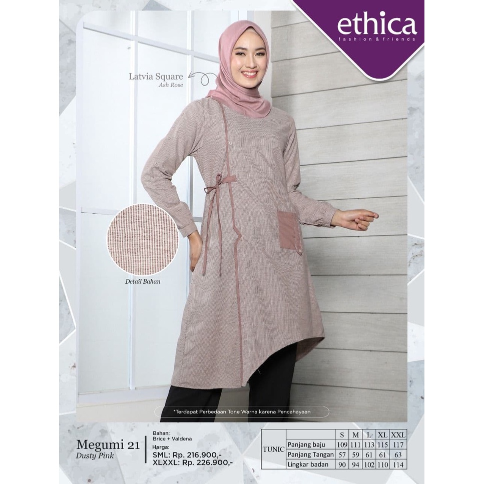 Jual ATASAN SAJA ETHICA ORIGINAL MEGUMI 21 DUSTY PINK MEGUMI 21 GREY ...