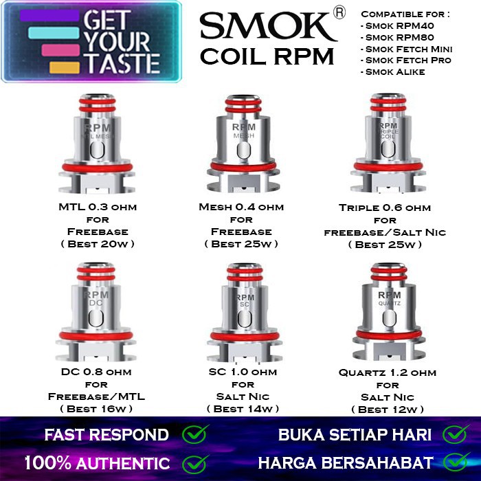 Jual Ready In JAKARTA 5Pcs Set Smok RPM 40 Replacement Coil 0.4/0.6/1.0 ...