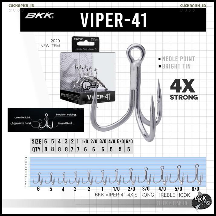 Jual Bkk Viper-41 4X Strong Treble Hook | Kail Mata Tiga Terbaru Pancing | Shopee Indonesia