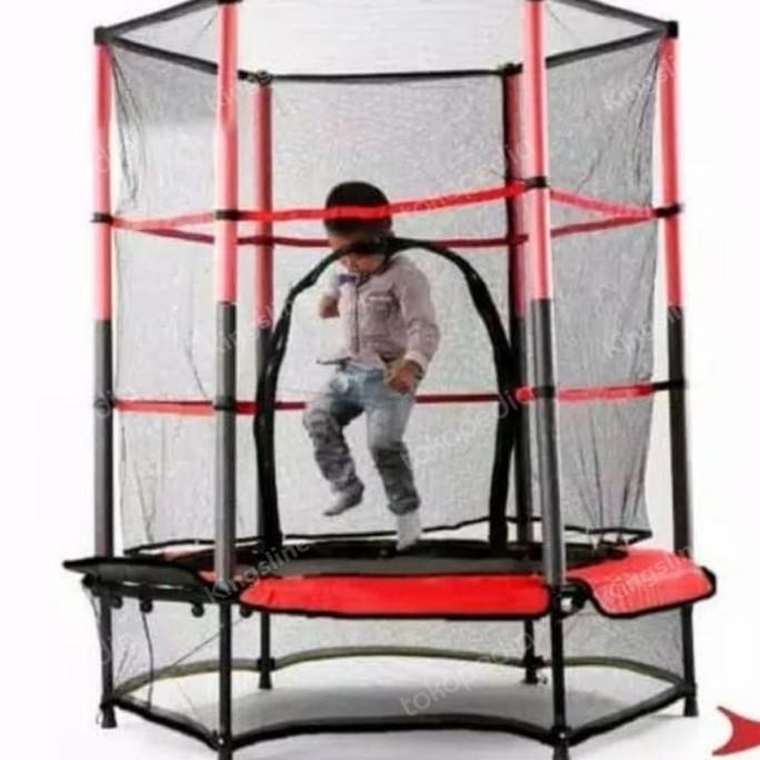 Jual Trampolin Anak + Pagar Jaring Lompat Healthland 55 Inch 140Cm ...