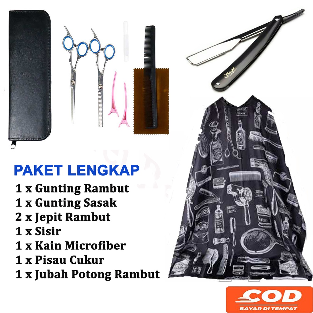Jual [COD] Paket Alat Cukur Gunting Rambut Gunting Sasak Set Potong Rambut Lengkap Salon ...