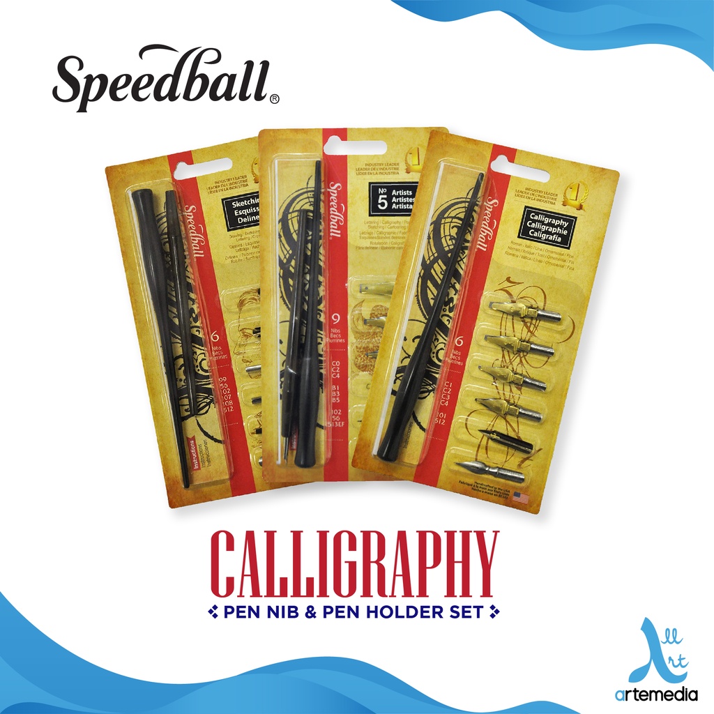Jual Speedball Calligraphy Nib and Pen Holder Dip Pen Set | Shopee ...