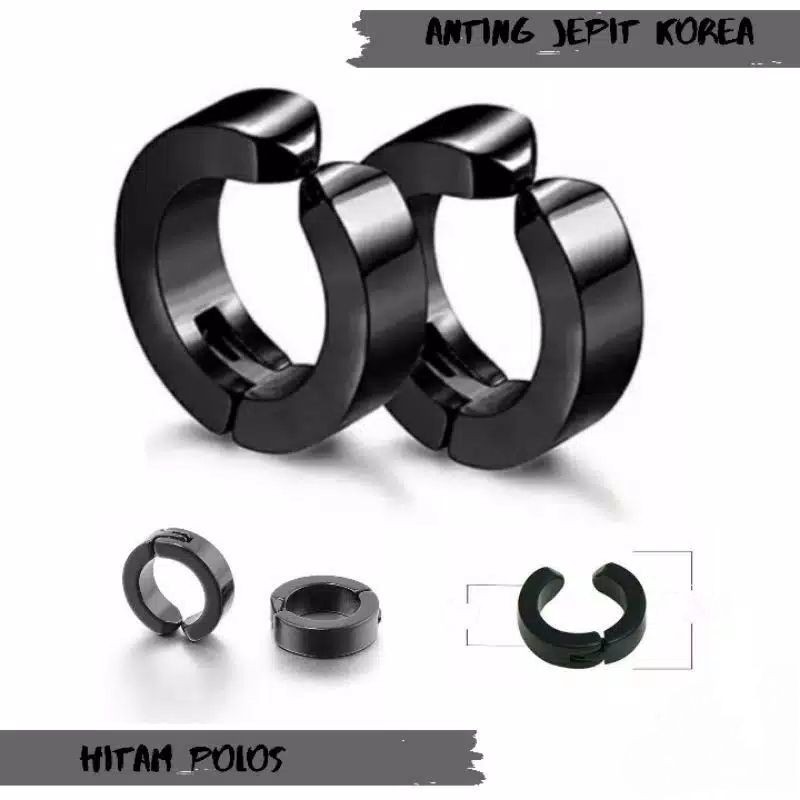 Jual Anting Jepit Pria Wanita Korea Sepasang Warna Hitam Anting Gaya ...