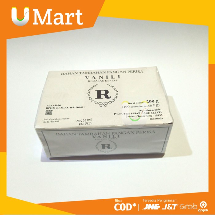 Jual U Mart - Vanili R Sachet 1 Box Panili / Vanilli Bubuk Kertas ...