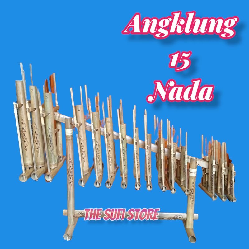 Jual Angklung 15 Nada Bambu Putih Motif Berkualitas | Shopee Indonesia