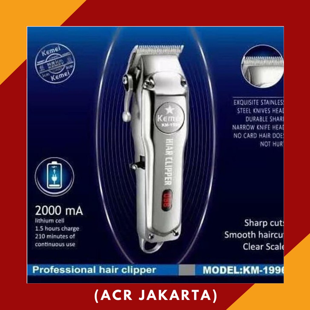 Jual MESIN CUKUR RAMBUT HAIR CLIPPER ELECTRIC ALL METAL LED KEMEI KM-1996 / ALAT CUKUR RAMBUT ...