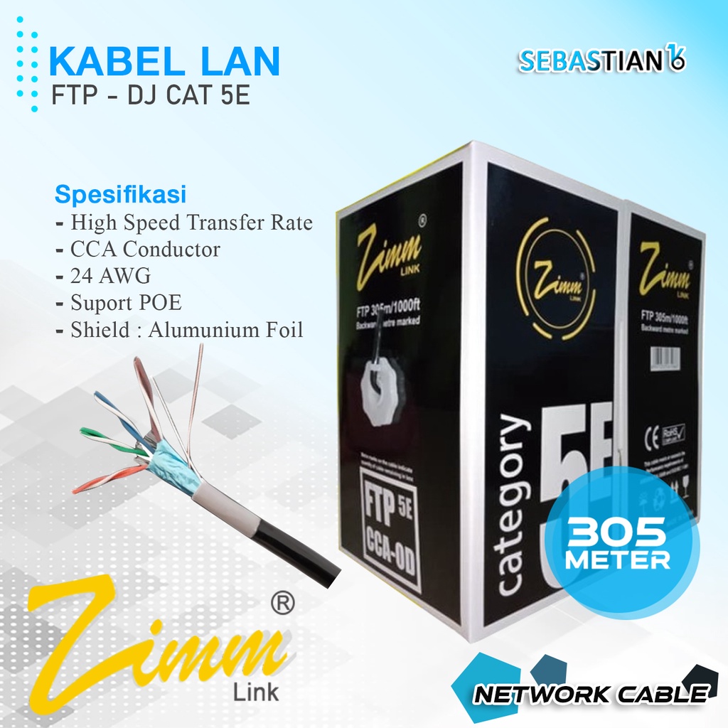 Jual [𝐇𝐈𝐆𝐇 𝐐𝐔𝐀𝐋𝐈𝐓𝐘] Kabel LAN STP FTP Cat 5e Outdoor CCA Double Jacket ...