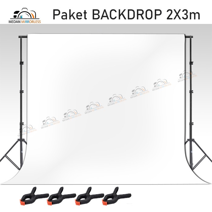 Jual Paket Background / Backdrop Studio Photo 2x3M WHITE Screen - Foto ...