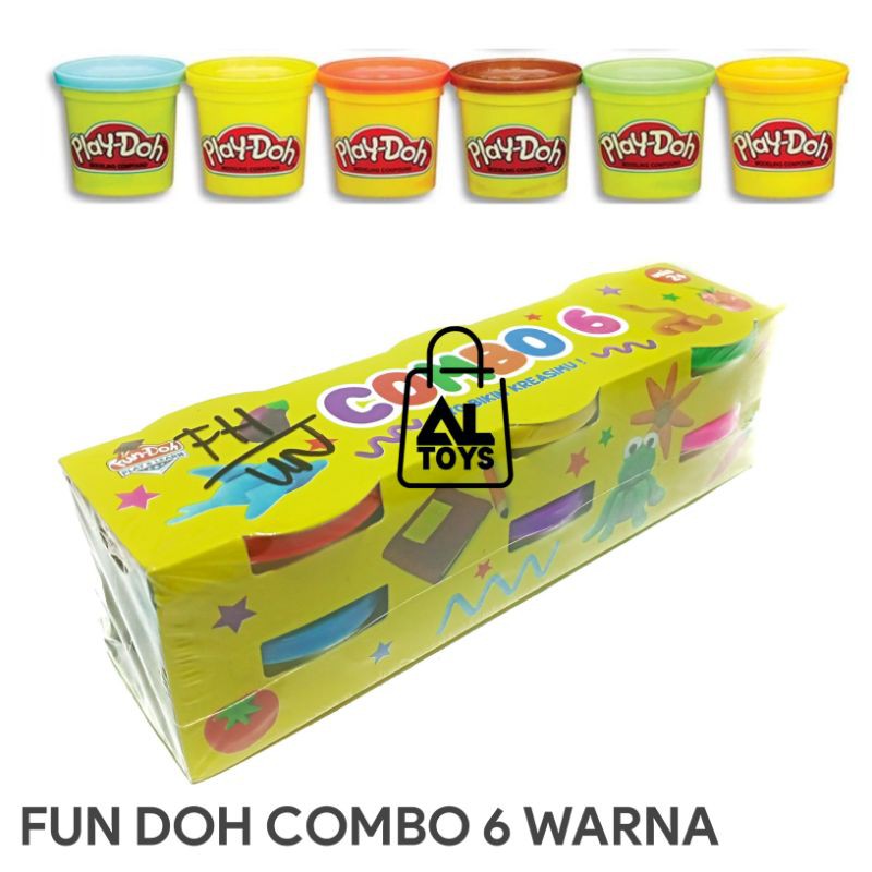 Jual RAINBOW FUN DOH COMBO 6 WARNA MAINAN LILIN MALAM PLASTISIN FUN DOH ...