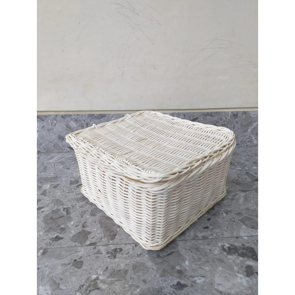 Jual keranjang serbaguna dari rotan, 22x22x12 kotak tutup dari rotan ...