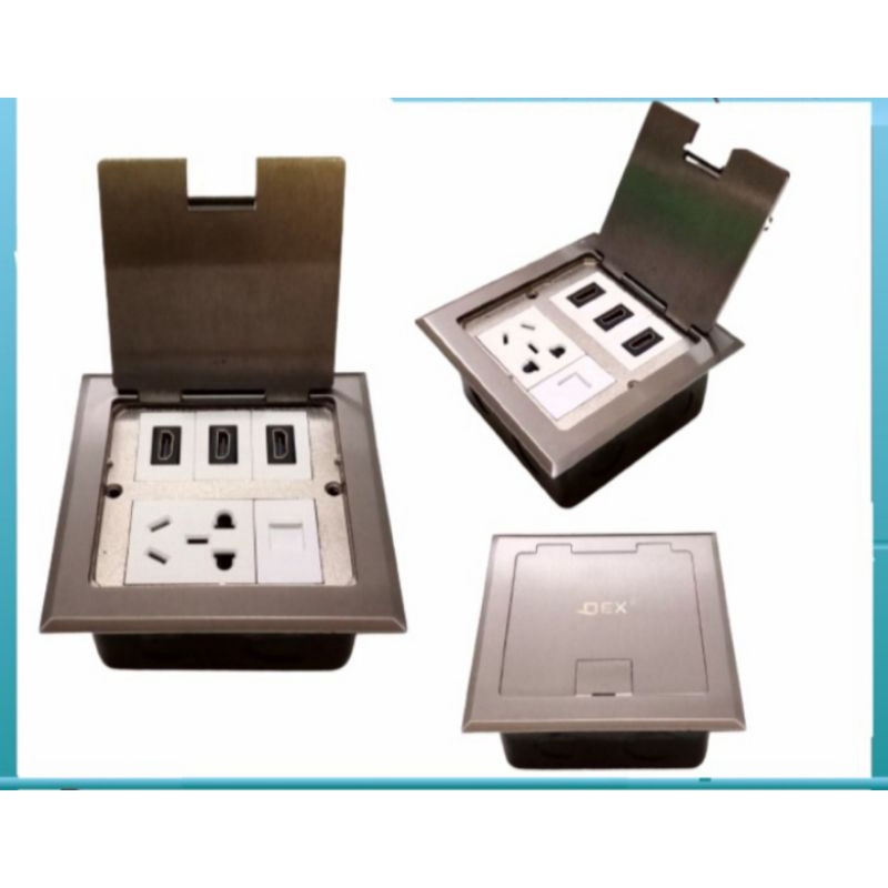 Jual BOX FLOOR SOCKET LANTAI/MEJA 3 PORT HDMI+RJ 45 LAN+COLOKAN LISTRIK ...
