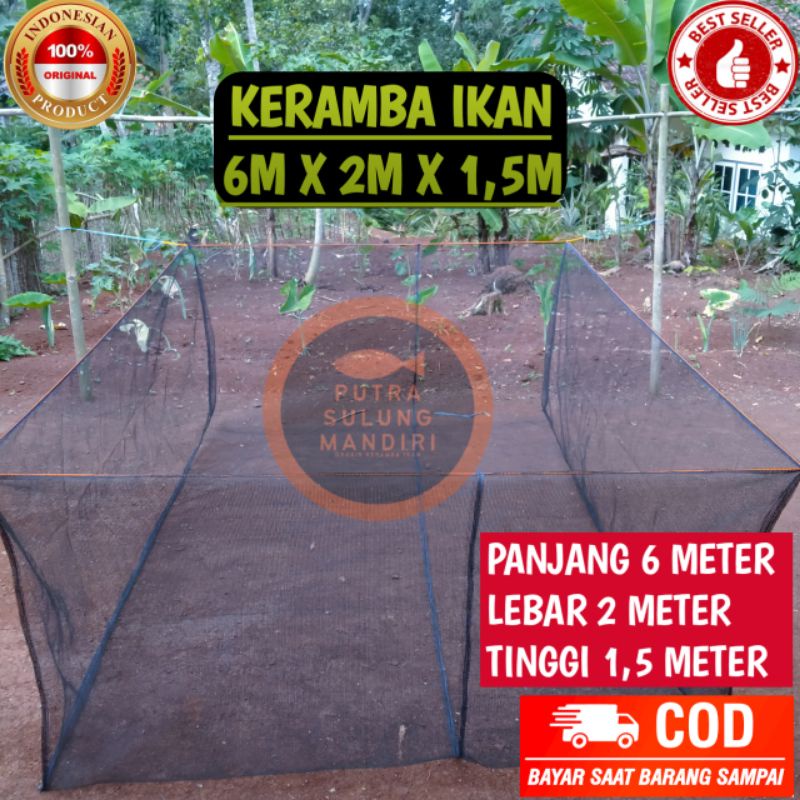 Jual K6215 Jaring keramba ikan ukuran 6x2x1,5 plus tali pengikat siap ...