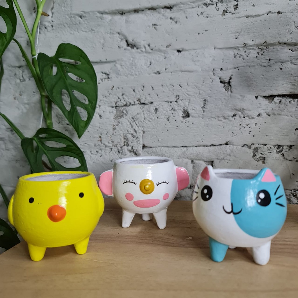 Jual Pot Lukis Hewan Dia 6 cm l Pot Lukis Gerabah l Pot Gerabah Sukulen ...