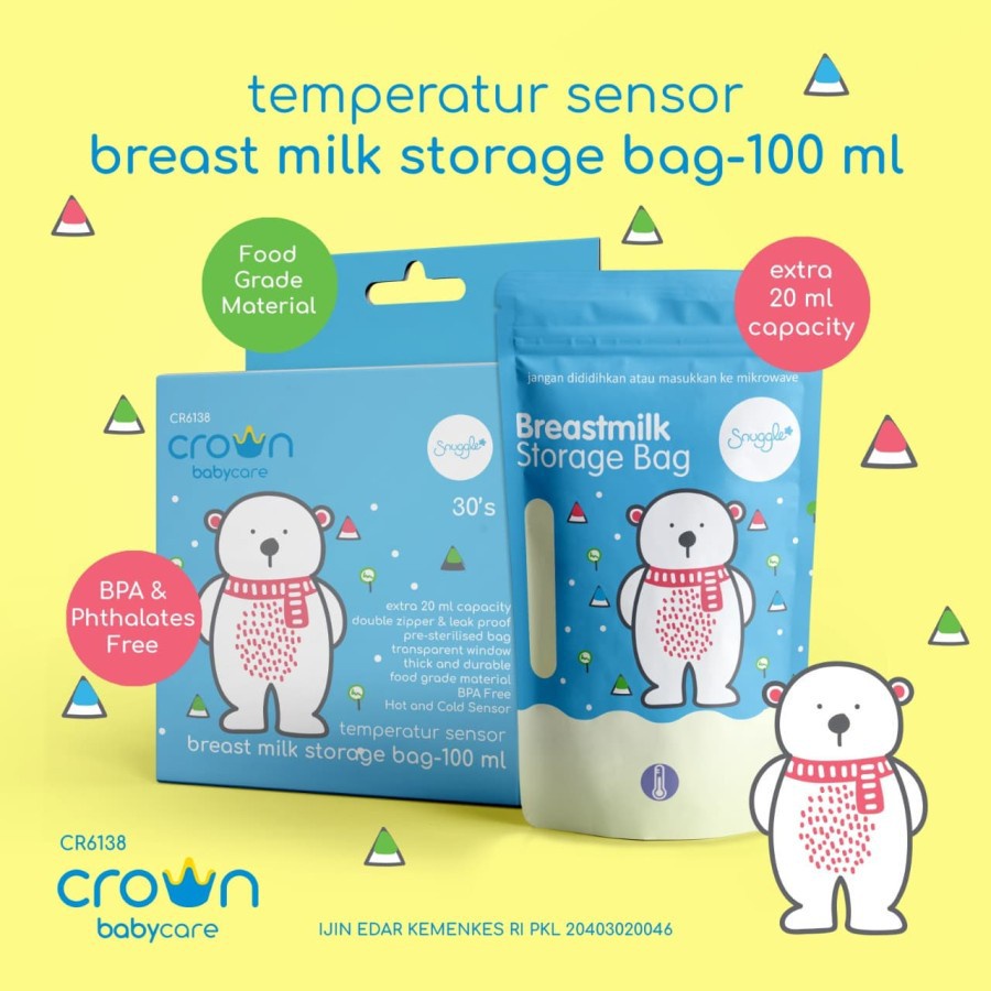 Jual Crown Kantong ASI Sekali Pakai 100+20ml CR 6138 / Baby BreastMilk Storage | Shopee Indonesia