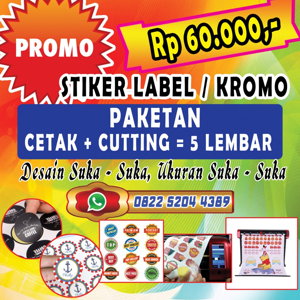 Jual Stiker Label Kemasan / Produk Paketan 5 lembar A3 Stiker Kromo ...