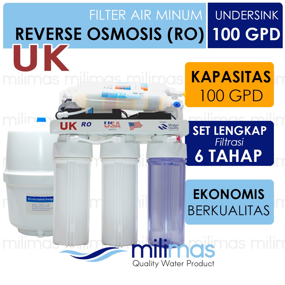 Jual UK - Mesin Air Minum RO Set 100 GPD 6 Tahap -Reverse Osmosis Undersink | Shopee Indonesia