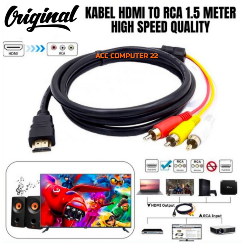 Jual [ SKS ] COD KABEL HDTV TO RCA 1.5 METER HIGH QUALITY STB FREE BOX ...