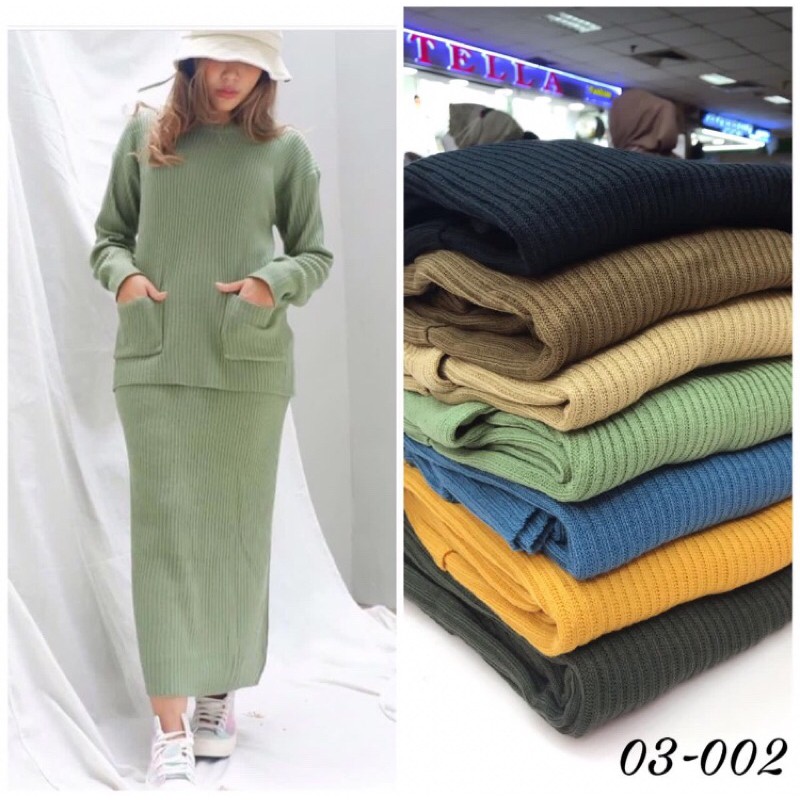 Jual one set knit(Sweater+rok) | Shopee Indonesia