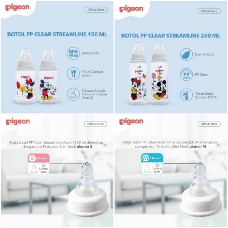 Jual Pigeon Botol PP Clear Streamline Standar | Shopee Indonesia