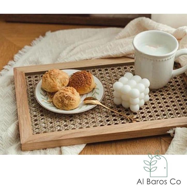 Jual KJMN ALBA - Wooden Tray Handwoven Rattan / Nampan Kayu Rotan ...
