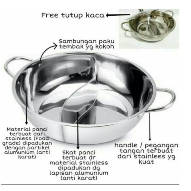 Jual Panci Sekat Shabu / Suki Shabu Stainless Pot | Shopee Indonesia