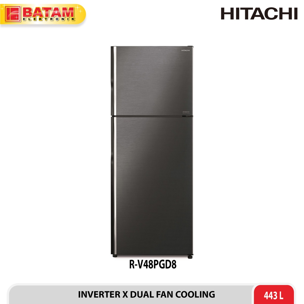 Jual HITACHI Kulkas 2 Pintu Inverter 443 Liter R-VX48PGD9 BBK (Briliant Black) | Shopee Indonesia