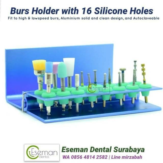 Jual Dental Bur Holder Tempat Mata Bur Gigi 16 Holes Silicone ...