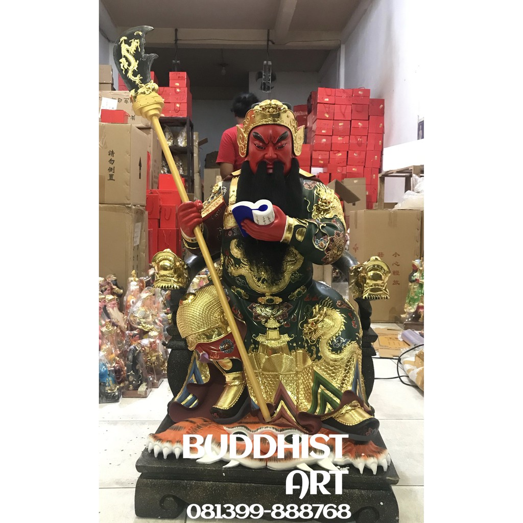 Jual Patung Dewa Kwan Kong / kwan kung/kwankong duduk kayu 36 inch ...