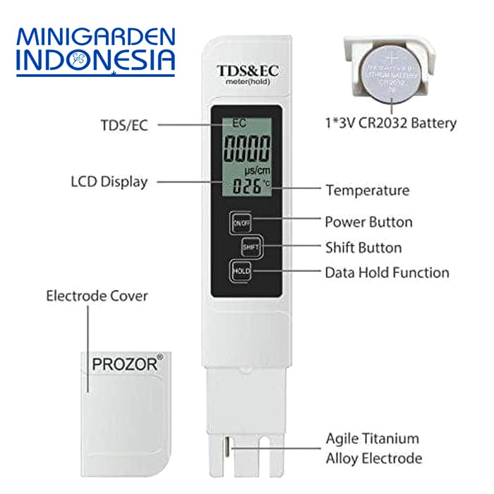 Jual Alat ukur TDS dan EC meter digital AU004 PUTIH untuk hidroponik ...