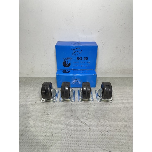 Jual Roda caster 2 inch hitam rush / roda caster hidup hitam / roda ...