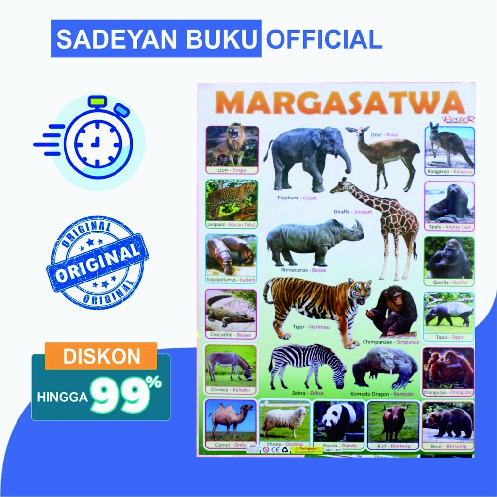 Jual Poster Anak Lembaran Margasatwa Warna - Pustaka Baru | Shopee ...