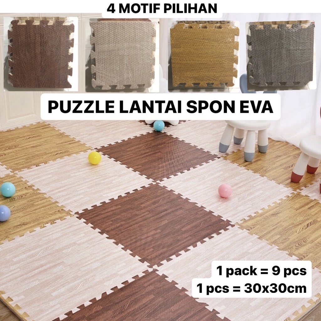 Jual EVAMAT KARPET PUZZLE LANTAI MOTIF KAYU 30x30cm (1pack=9pcs) TIKAR ...