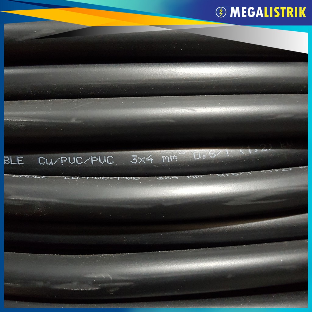 Jual SUPREME NYY 3X4 METERAN / KABEL LISTRIK HITAM KAWAT TEMBAGA 3 X 4 ...