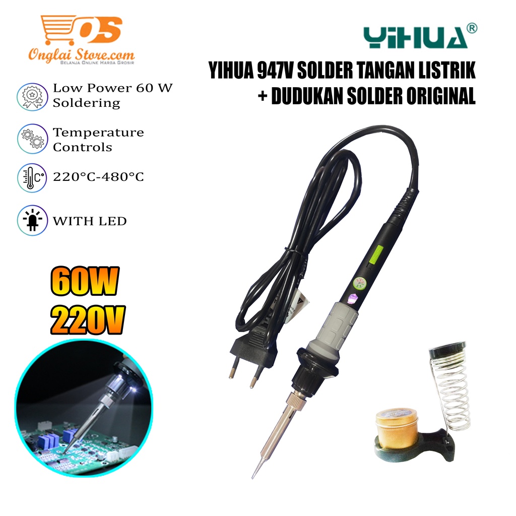 Jual Solder Tangan YIHUA 947 V Original Soldering Iron + Dudukan Solder - Solder Listrik ...