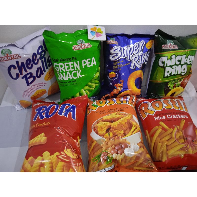 Jual Kerupuk Oriental Super Ring Green Pea Rota Prawn Rostik Cheese ...