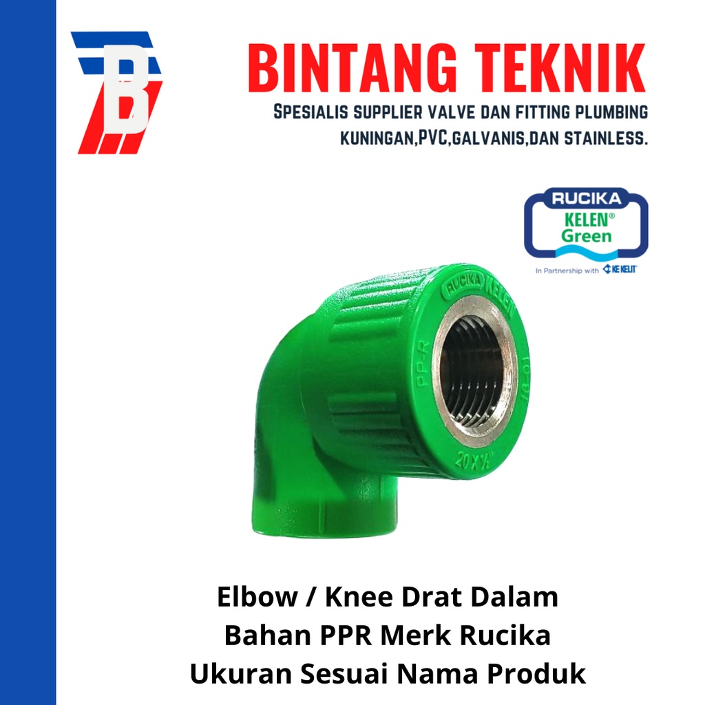 Jual Elbow Drat Dalam PPR Pipa 1/2" inch (20 mm) x Drat 1/2" inch Rucika | Shopee Indonesia